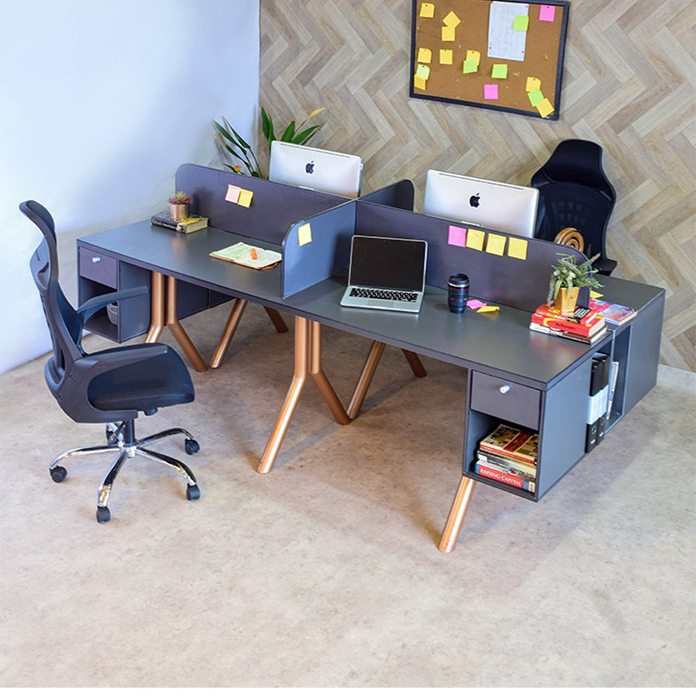 Eclectic 4 man Workstation Office Desk. Order now @HOG.