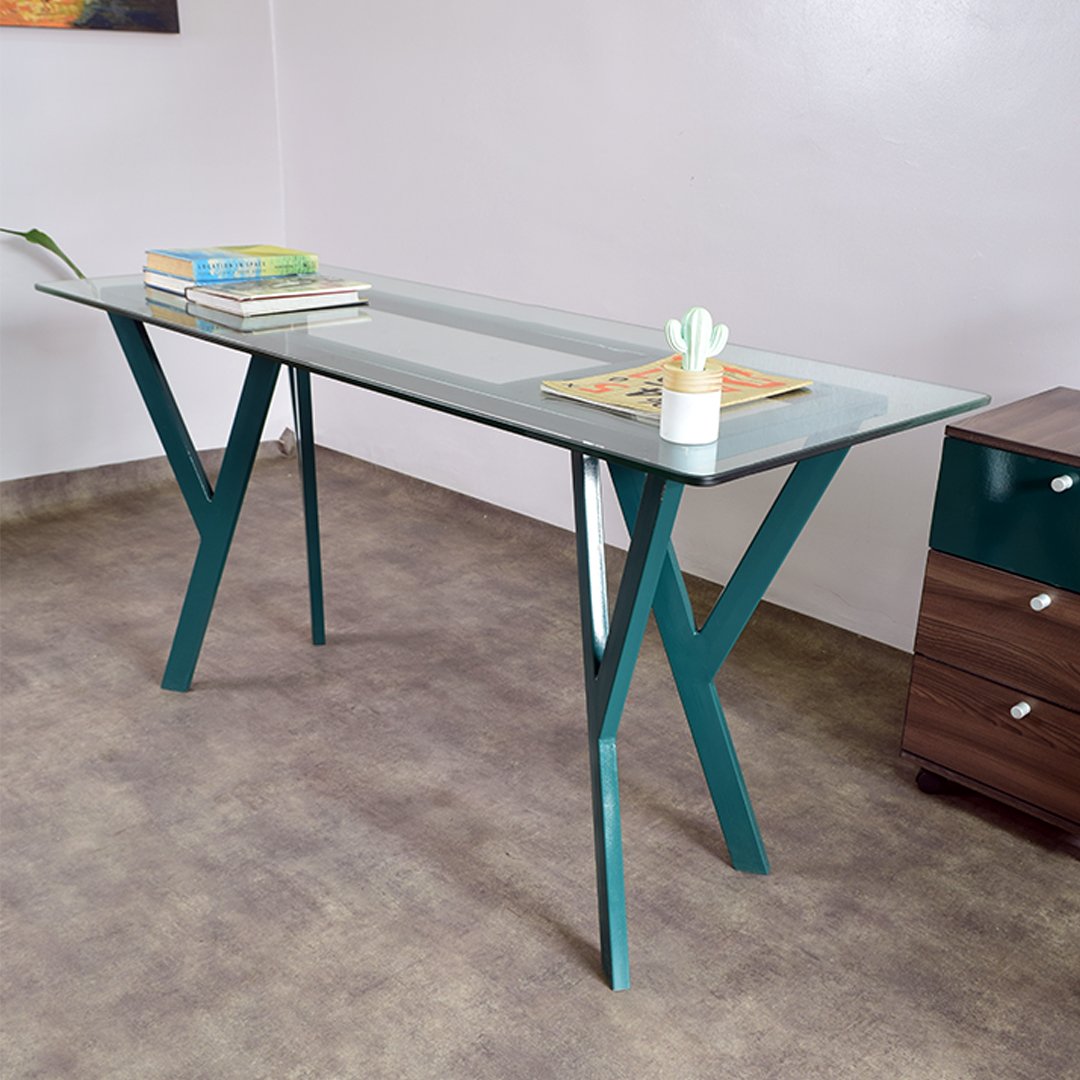 Glass & Metal Desk. Order now at HOG online place.