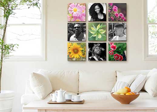 Nine square Wall Clusters picture frames. Order @HOG.